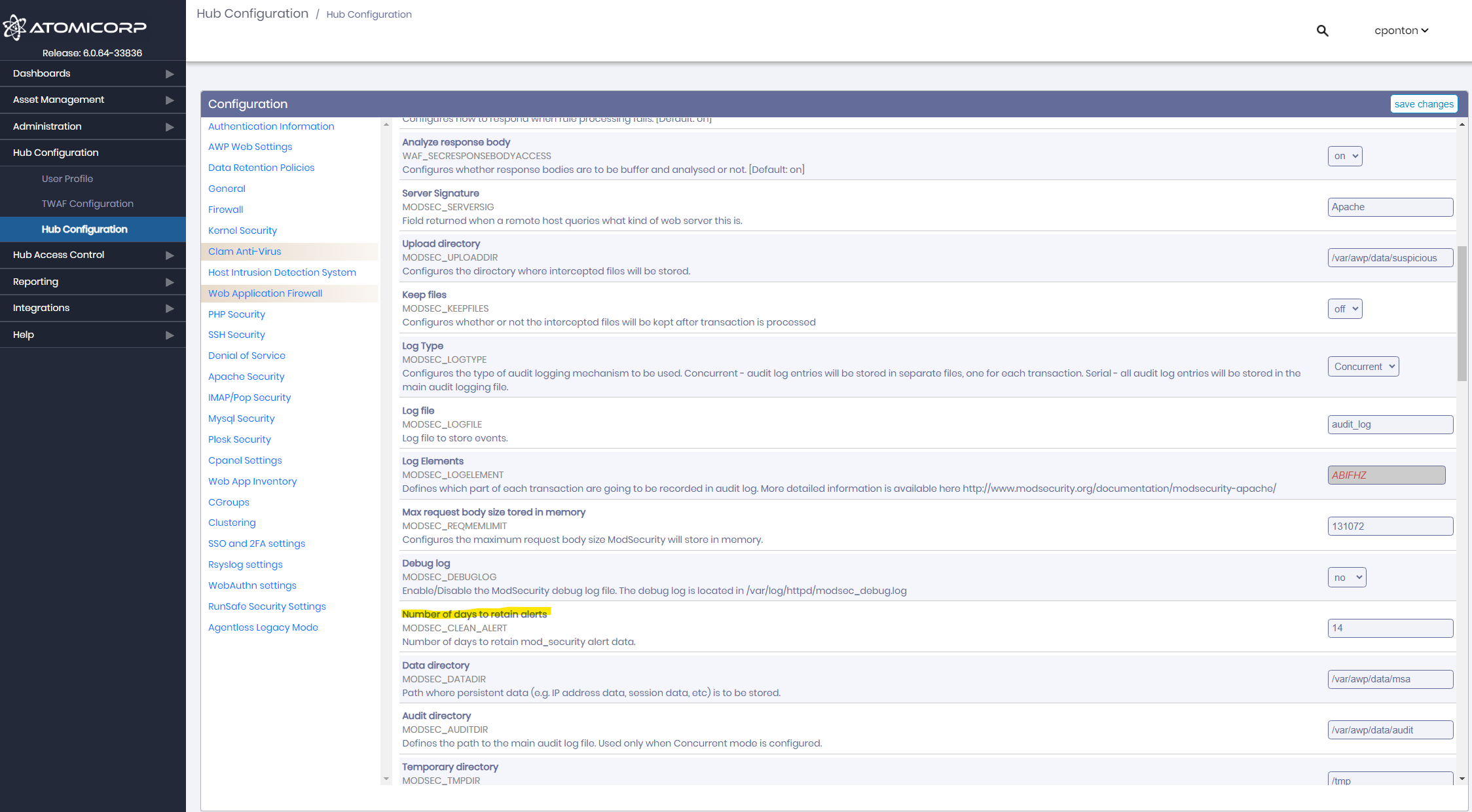 How Do I Change WAF Alert Retention Settings in the UI? – Atomicorp